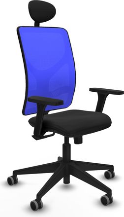 Piqueras y Crespo Stuhl aus PC-Mesh, mit 3D-Armlehnen, h&ouml;henverstellbarer Lendenwirbelst&uuml;tze und festem Kopfteil, ausgestattet mit 3 Positionen und Schneideschaum, Blau