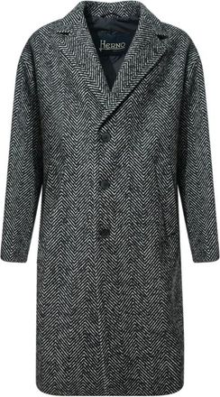 Herno Homme, Manteaux, Noir, Taille: M Manteau en laine R &agrave; chevrons