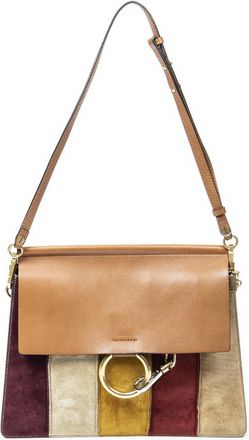 Chlo&eacute; Crossbody Bags - Medium Faye Shoulder Striped Patchwork - Gr. unisize - in Braun - f&uuml;r Damen