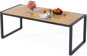 Costway Table &agrave; Manger Ext&eacute;rieur en Bois dAcacia Certifi&eacute; FSC pour 8 Personnes, Table 200x90 cm avec Trou pour Parasol 5 cm, Pied en M&eacute;tal 4