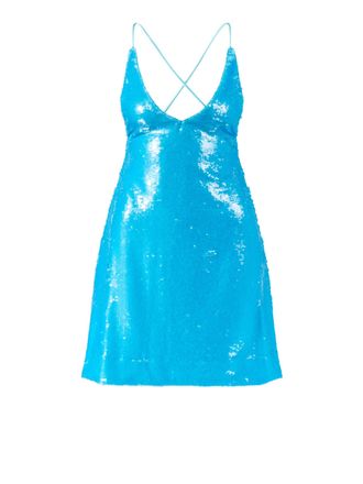 Ganni Minikleid mit Pailletten T&uuml;rkis