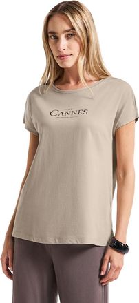Street One Damen 3227317 Shirt mit Folien-Wording, Morning beige, 42