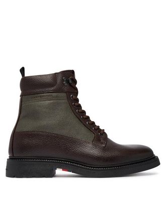 Tommy Hilfiger Schn&uuml;rschuhe Corporate Casual Mix W Wpm Boot FM0FM05988 Dunkelbraun