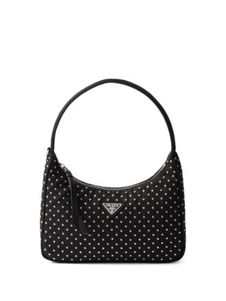 Prada mini sac à main Re-Nylon à détails de clous - Noir