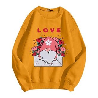 Generic 2026 Sweat-shirt &agrave; col rond pour homme et femme pour la Saint-Valentin, Orange, XXL