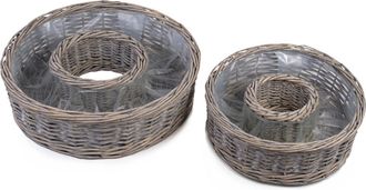 Matches 21 Weide Pflanz-Ringe in grau als wetterfeste Pflanzschalen - 2 runde Pflanzk&auml;sten in 40, 50 cm als Blumen-Korb Pflanzk&uuml;bel f&uuml;r au&szlig;en - Gro&szlig;e Pflanz-K&ouml;rb