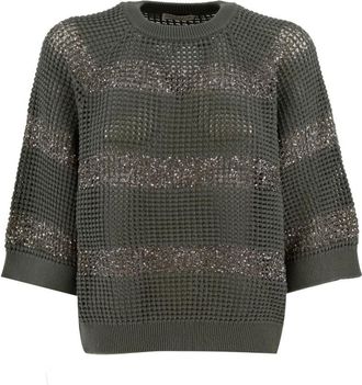 Brunello Cucinelli Femme, Pulls, Vert, Taille: 40 FR Pull en maille &agrave; col rond