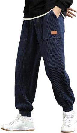 Generic Pantalon de jogging en velours c&ocirc;tel&eacute; pour homme - Pantalon cargo d&eacute;contract&eacute; avec taille &eacute;lastique et poches cordon de serrage, coupe ample fusel&eacute;e p