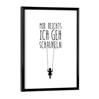 artboxONE Poster mit schwarzem Rahmen 18x13 cm Typografie Schaukeln - Bild Typo Schaukel Typo