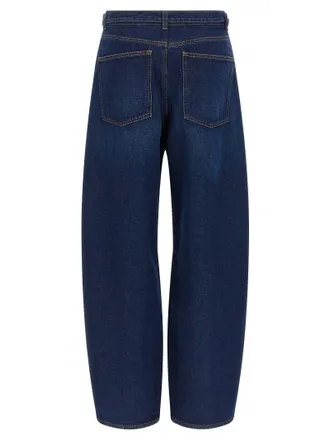 Twin-Set High-Waist Barrel Silhouette Jeans - Navy