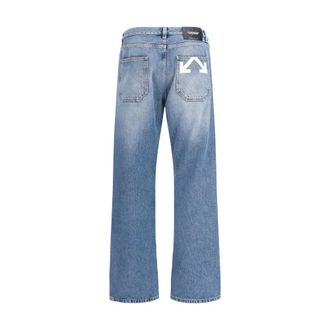 Off-white Mens Blue Cotton Relaxed Fit Jeans Clothing