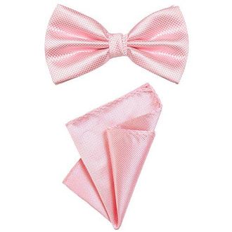 DonDon noeud papillon et mouchoir pour hommes de couleur assortie et à taille réglable,Rose Clair,Taille unique