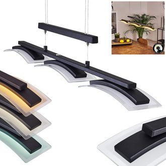 HOFSTEIN LED Pendelleuchte Bolonda, moderne Deckenlampe aus Metall/Glas in Schwarz/Klar/Satiniert, Hängelampe mit Touchdimmer zum Ändern der Lichtfarbe, 2700-6