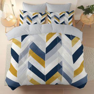 Generic Bettwäsche Geometrische Streifen Moderne Einfachheit Mode Bettbezug Set 135 x 200 cm 3PC+ 2 Kissenbezug für Kinder Erwachsene Zimmerdekoration Reißver