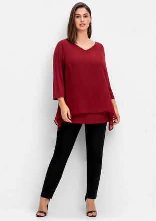 Sheego T-Shirt 3/4-Arm-Shirt 3/4-Arm mit Chiffon-Oberteil