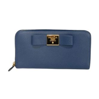 Prada Pre-owned Saffiano Ribbon Long Ziparound Wallet - - Pre-owned - Damen - Blau - ONE SIZE