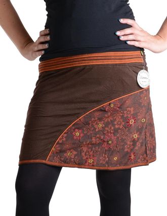 vishes Alternative Bekleidung - Bedruckter und bestickter Baumwollrock mit Blumen und?Hosentaschen? braun 36