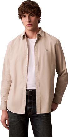 Calvin Klein Herren LS Solid Oxford Klassisches Hemd LV140EM125 andere Hemden, Braun (Ancient Marble), M, Braun (Antiker Marmor), M