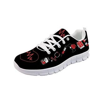 Coloranimal Femmes Sneakers Léger Athlétique Running Appartements de Bande Dessinée Infirmière Coeur Conception Randonnée Jogger Durable Sport Chaussures de Soins