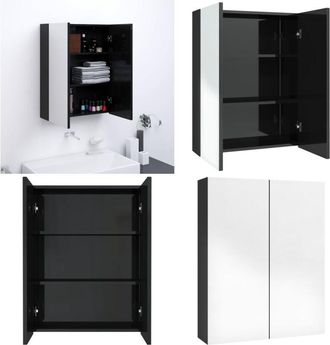 vidaXL Vidaxl - Bad-Spiegelschrank 60x15x75 cm mdf Gl&auml;nzendes Schwarz - Badezimmerspiegel - Spiegelschrank - Badm&ouml;bel - Aufbewahrung Im Badezimmer