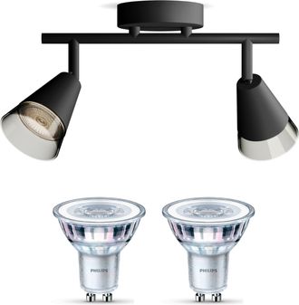 Philips Cleft Einbaustrahler (Schwarz) - Warmwei&szlig; - Deckenspot mit 2 Lichtpunkten - GU10 - Nicht dimmbar