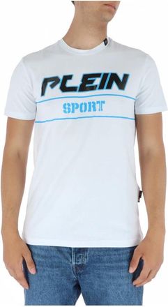 Plein Sport Homme, Tops, Blanc, Taille: M T-shirt Blanc Imprimé Manches Courtes Col Rond