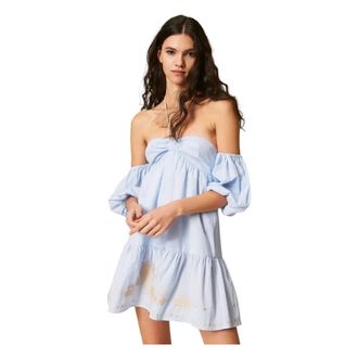Twinset Femme, Robes, Multicolore, Taille: 40 FR Robe Courte Bardot &agrave; sur le Devant