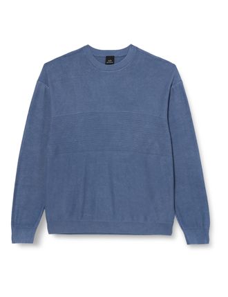 A|X Armani Exchange Mens The Grid, Sustainable, Reverse Jersey link Stitch Pullover Sweater Flint Stone,XS