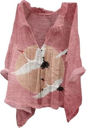 Generic Chemises de vacances pour femmes, chemisier formel 2024 tendance pour femmes, imprimé floral, papillon, chemise en tissu naturel parfumé, chemise à ca