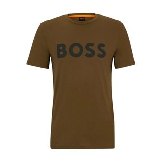 HUGO BOSS Homme, Tops, Brun, Taille: XS T-shirt vert avec impression r&eacute;fl&eacute;chie