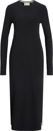 Jack & Jones Damen JXMARILYN Comfy Crew Neck Dress Knit Strickkleid, Black/Detail:Fog, Medium