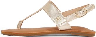 Tommy Hilfiger Damen Sandalen Metallic Leather Thong Zehentrenner, Gold (Gold), 36