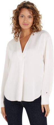 Tommy Hilfiger Damen Bluse Stitch Blouse V-Ausschnitt, Elfenbein (Ancient White), 42