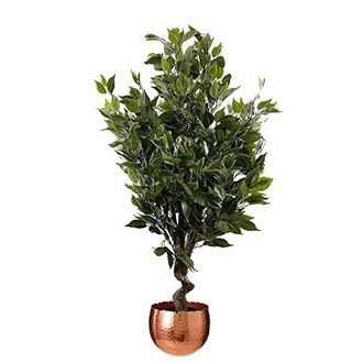 Leaf Ficus Pflanzgef&auml;&szlig;, realistisch, gemischte Materialien, 110 cm, immergr&uuml;ne Kupferkurve