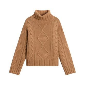 Woolrich Aran Turtleneck - - Knitwear - Damen - Braun - S