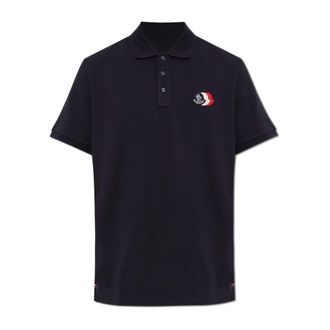 Moncler Homme, Tops, Bleu, Taille: 3XL Polo avec &eacute;cusson logo