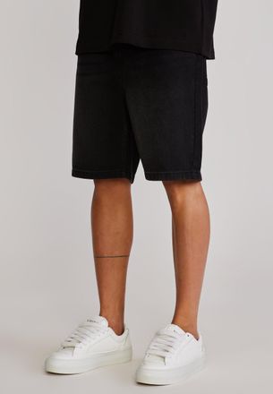 Siksilk Herren gewaschene schwarze Denim-Shorts 38