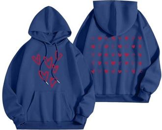 Generic Sweat &agrave; capuche imprim&eacute; tendance pour la Saint-Valentin 2026, bleu, XXL