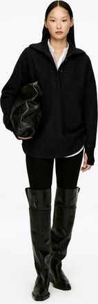 Arket Pullover Aus Wollwalk Und Baumwolle -Schwarz