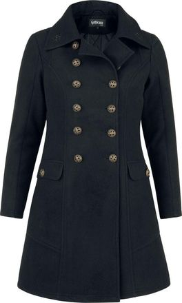 Gothicana by EMP Damen schwarzer Kurzmantel mit Metallaccessoires XL