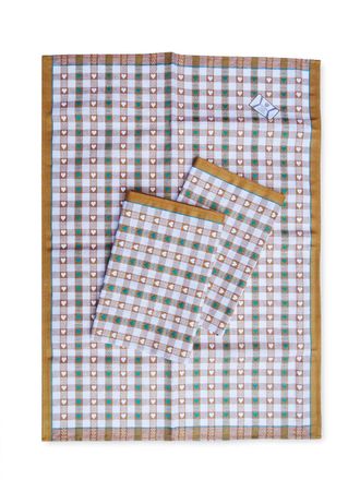 ROSS Geschirrtuch Kleine Bauern-Herzchen Halbleine 3er Pack Beige