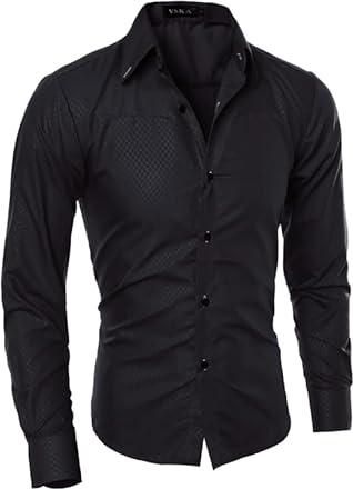 Generic Chemise &agrave; manches longues pour homme, coupe droite, coupe ajust&eacute;e, classique, &agrave; manches longues, extensible, haut intelligent, d&eacute;contract&eacute;, profession