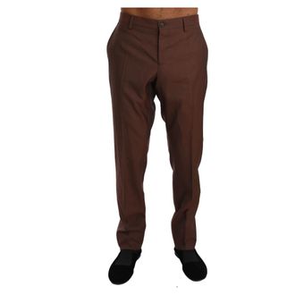 Dolce & Gabbana Braune Wollseide Formelle Hose - - Trousers - Herren - Braun - 2XL