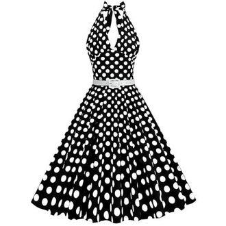 Generic Robe Vintage Ann&eacute;es 50 Femme Retro Rockabilly Pin Up &Eacute;l&eacute;gante Robes sans Manche Dos Nu D&eacute;collet&eacute; en Coeur Polka Dot Trap&egrave;ze Mariage Cocktail Soir&eacute;e F&ecirc;