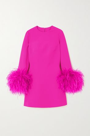 SAFiYAA Rena Minikleid Aus Stretch-cr&ecirc;pe Mit Federbes&auml;tzen - Pink