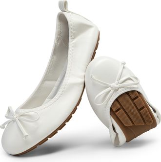Dream Pairs Damen Ballerinas Faltbare runder Zehenpartie Schuhe weiche Slip-on Flachschuhe mit Schleife für Festliche Anlässe,Size 38.5,Weiss,SDFA2409W
