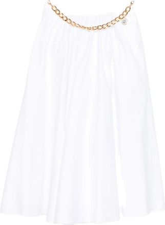 Elisabetta Franchi Femme, Jupes, Blanc, Taille: 38 FR Jupe en coton stretch avec d&eacute;tail de bijou