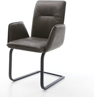 DELIFE Freischwinger Vinja-Flex Mikrofaser Anthrazit Vintage Freischwinger flach Schwarz, Esszimmerstühle