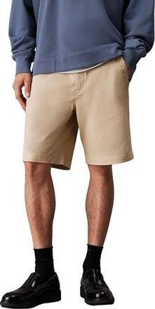 Calvin Klein Short Chino Homme Classic Cotton Longueur Genoux, Beige (White Pepper), 34W