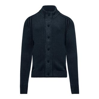 Bomboogie Homme, Pulls, Bleu, Taille: XL Cardigan Long en Coton à Manches Longues